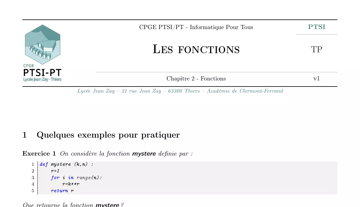 Sciences de l'Ingénieur CPGE - Bases python